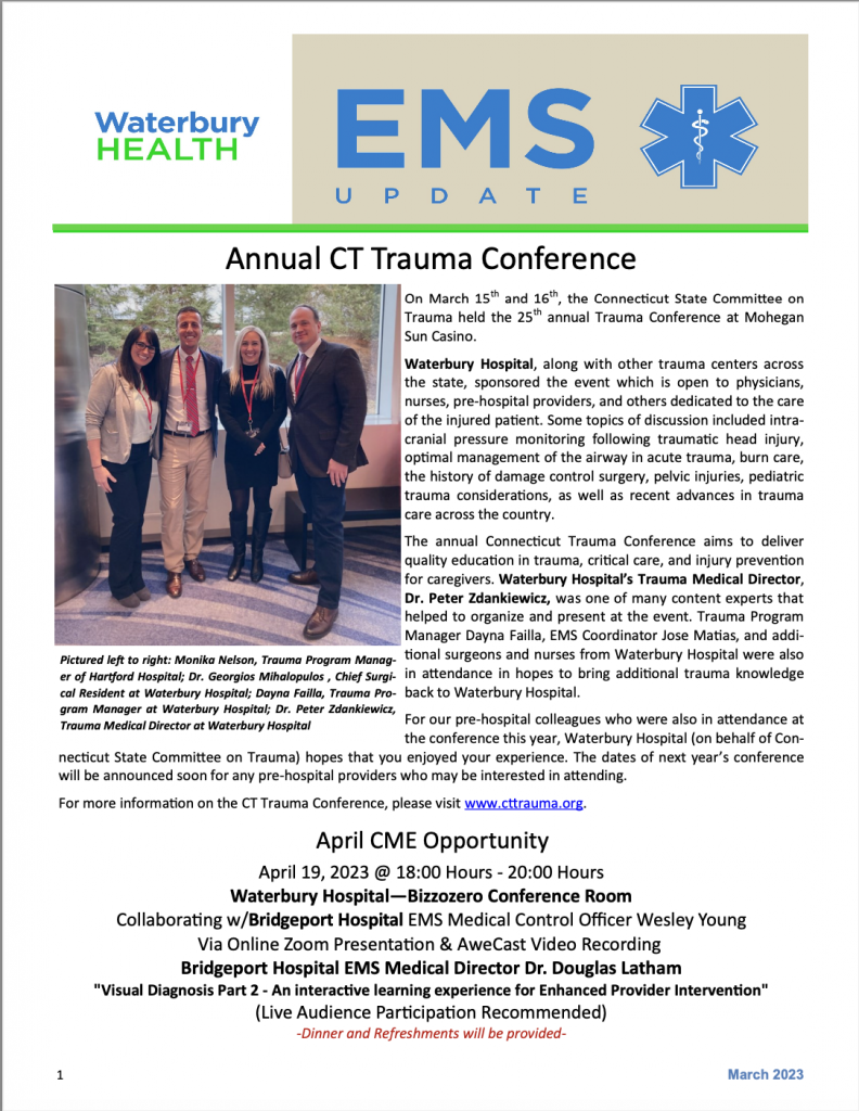 Annual CT Trauma Conference – Southbury Ambulance Association Annual CT Trauma Conference – Southbury Ambulance Association